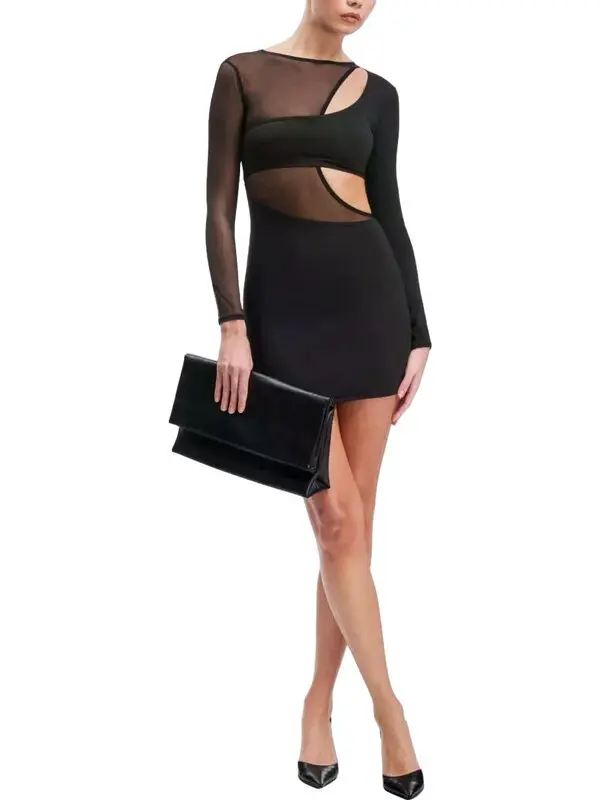 OW Kari Mesh Cut-out Mini Dress - Black