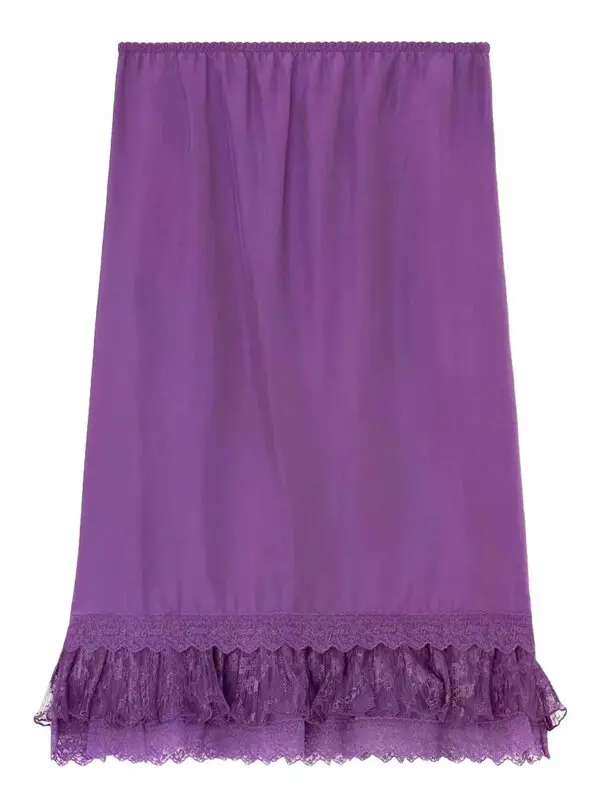 GANNI Lace-trim Ruffled Midi Skirt - Purple