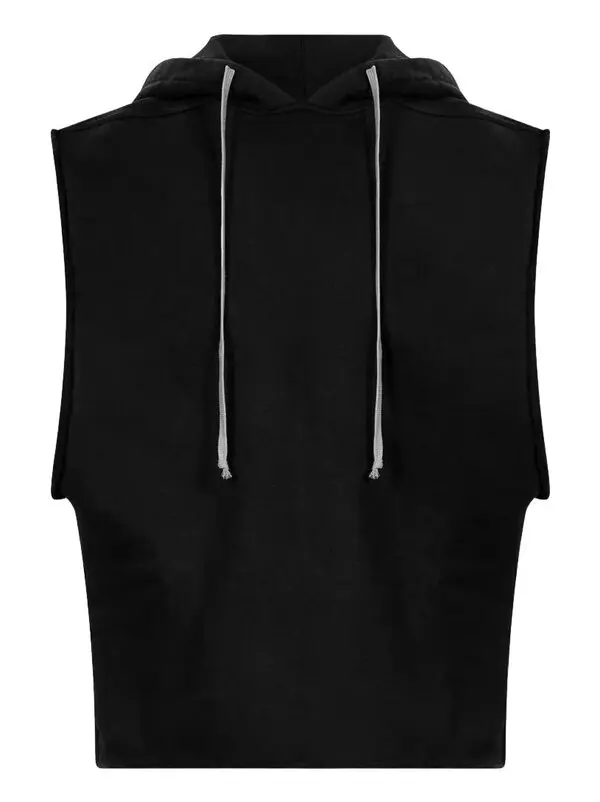 Rick Owens Cropped Sleeveless Hoodie - Black