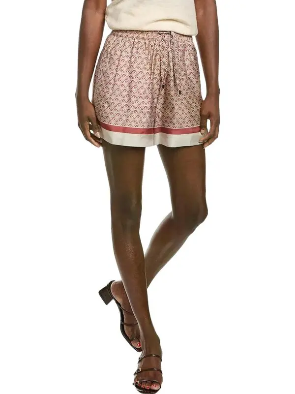 Brunello Cucinelli Geometric-print Silk Shorts - Neutrals