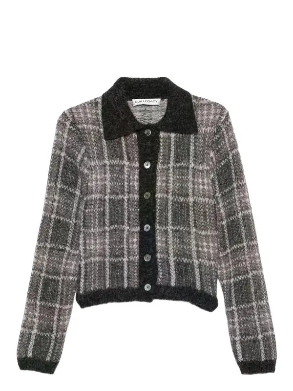 Our Legacy Mazzy Check-pattern Cardigan - Grey
