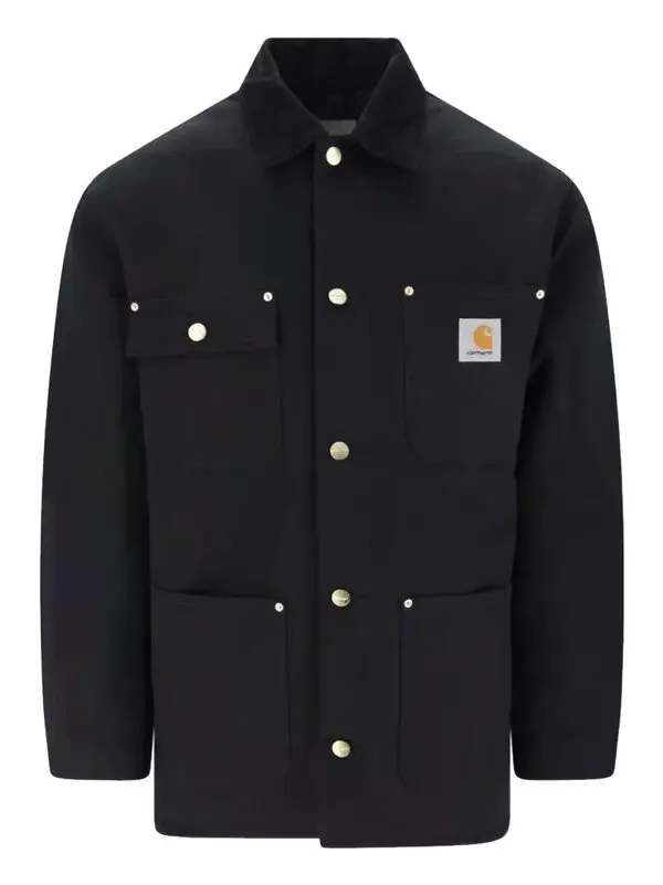 Carhartt Work In Progress Og Chore Corduroy-collar Logo-patch Jacket - Black