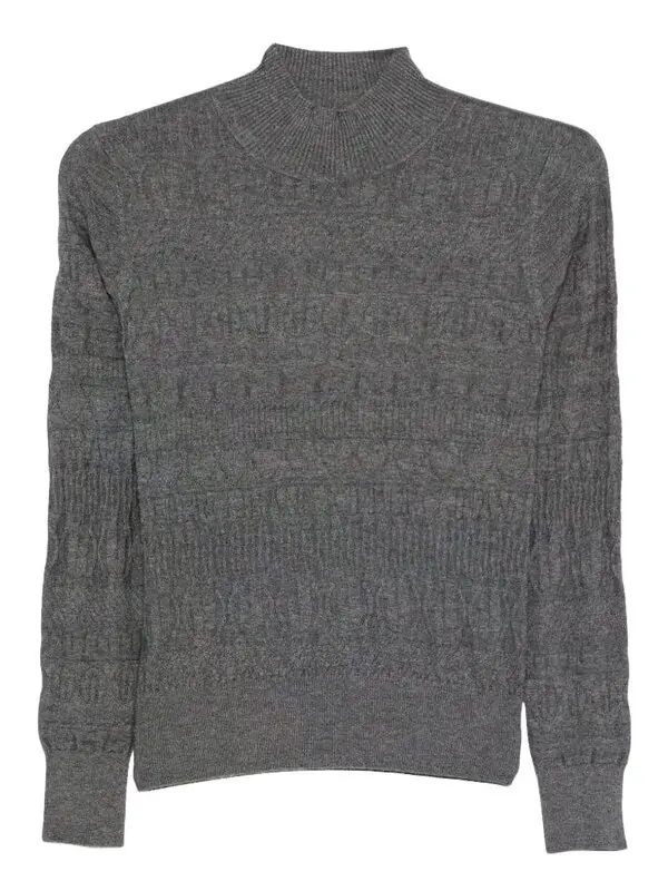 Iceberg Logo-intarsia High-neck Sweater - Grey