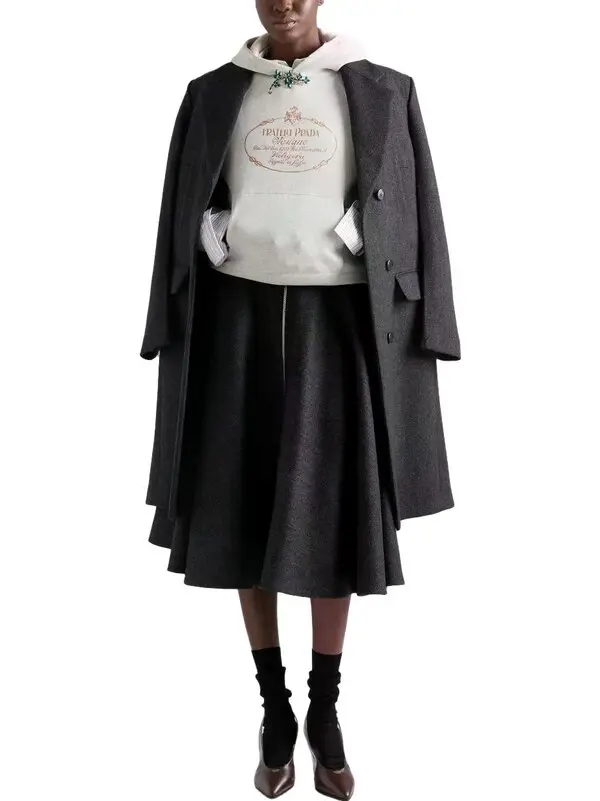 Prada Single-breasted Double Wool Coat - Grey