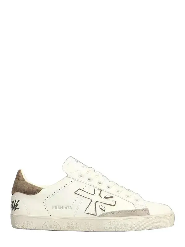 Premiata Steven Logo-patch Sneakers - Neutrals