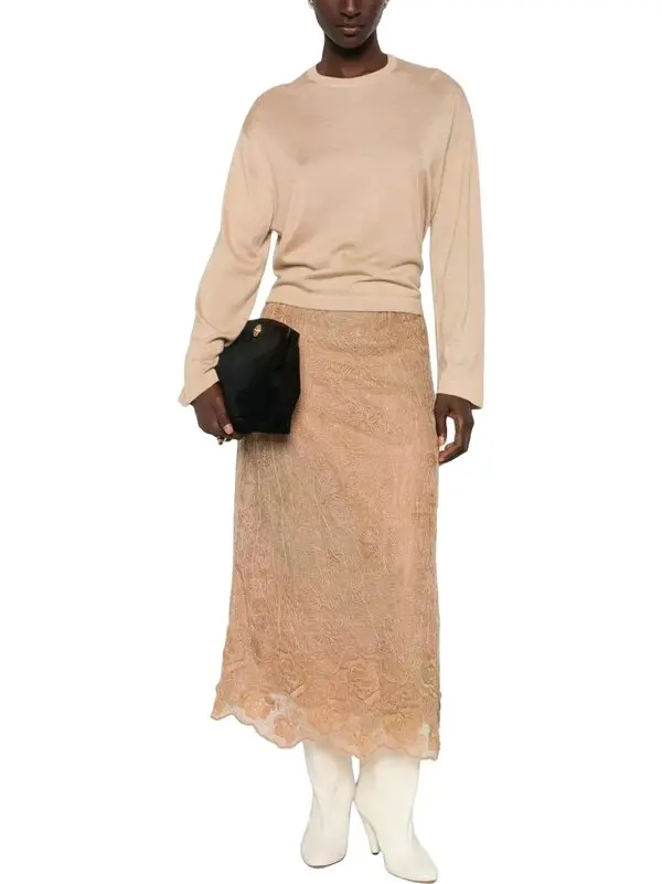 Fabiana Filippi Floral-lace Midi Skirt - Neutrals
