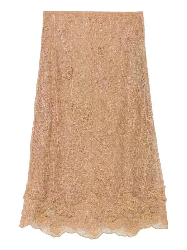 Fabiana Filippi Floral-lace Midi Skirt - Neutrals