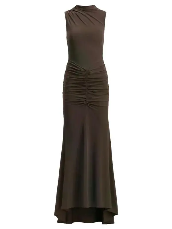 OW Elina Ruched Sleeveless Maxi Dress - Brown