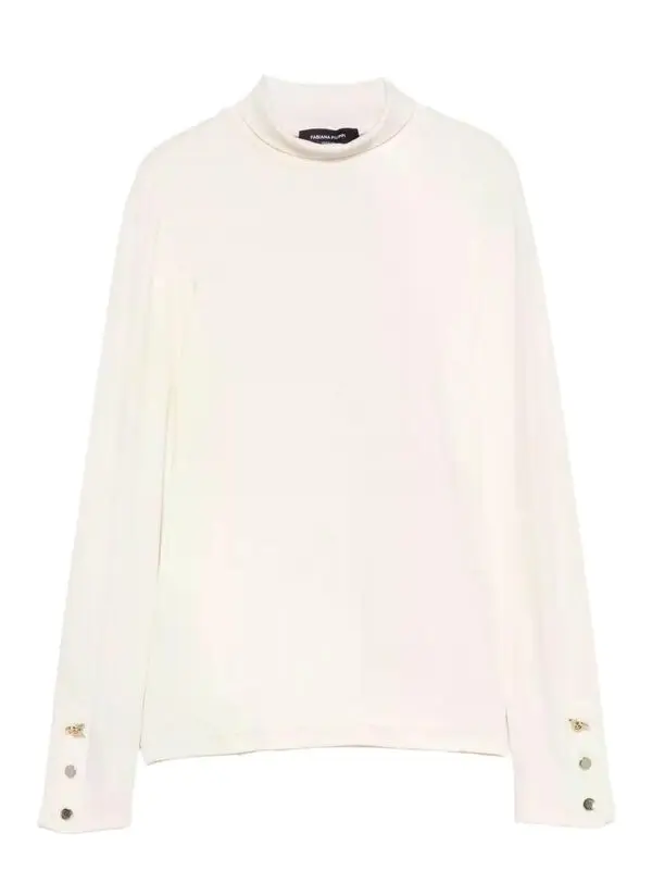 Fabiana Filippi Buttoned-cuff Roll-neck T-shirt - Neutrals