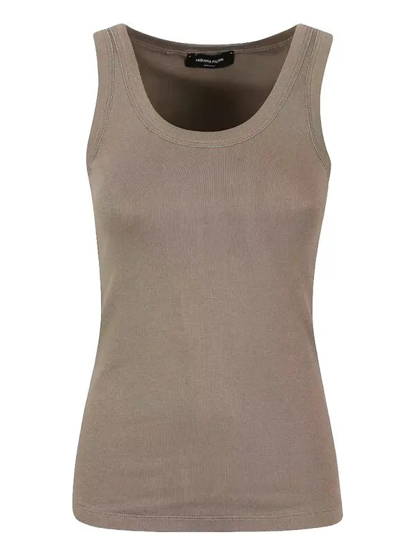 Fabiana Filippi Bead-trim Ribbed Top - Brown