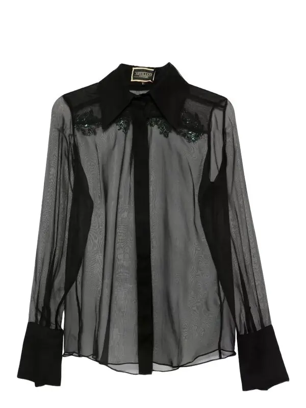 MITILIANE COUTURE Organza Lace-detail Shirt - Black