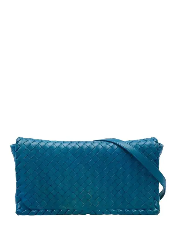 Bottega Veneta 2012-2026 Nappa Intrecciato Flap Crossbody Bag - Blue