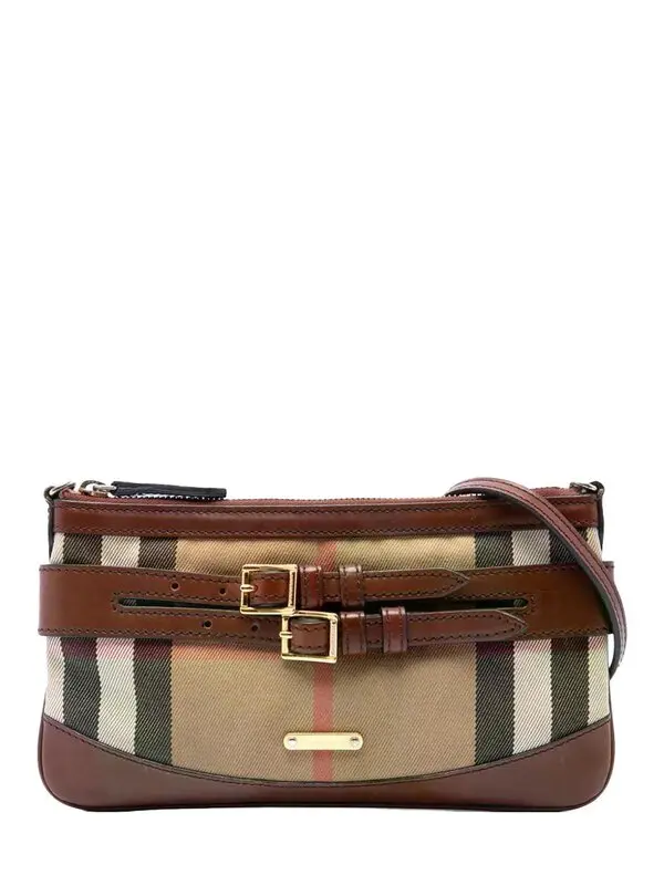 Burberry 2000-2017 House Check Canvas Bridle Peyton Crossbody Bag - Neutrals
