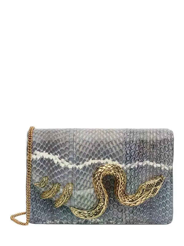 Roberto Cavalli Snake-motif Leather Clutch Bag - Grey