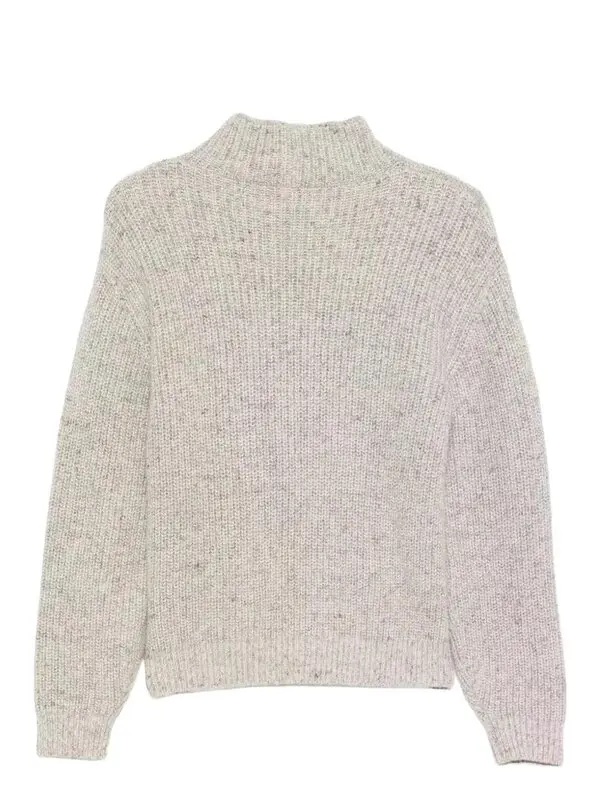 Fabiana Filippi Suede-patch Ribbed-knit Sweater - Grey