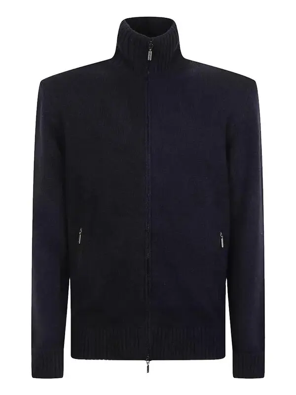 CRUCIANI Zip-up Knitted Cardigan - Blue