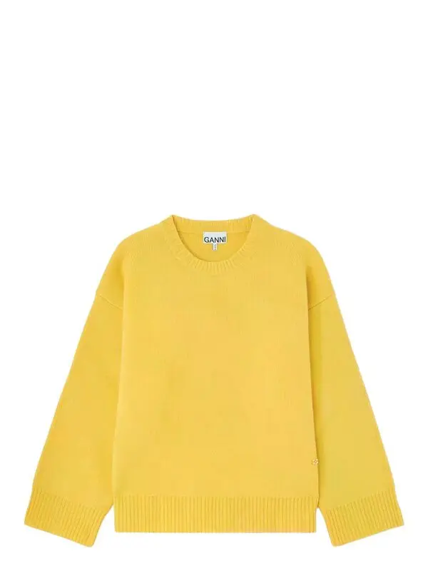 GANNI Ribbed-trim Drop-shoulder Sweater - Yellow
