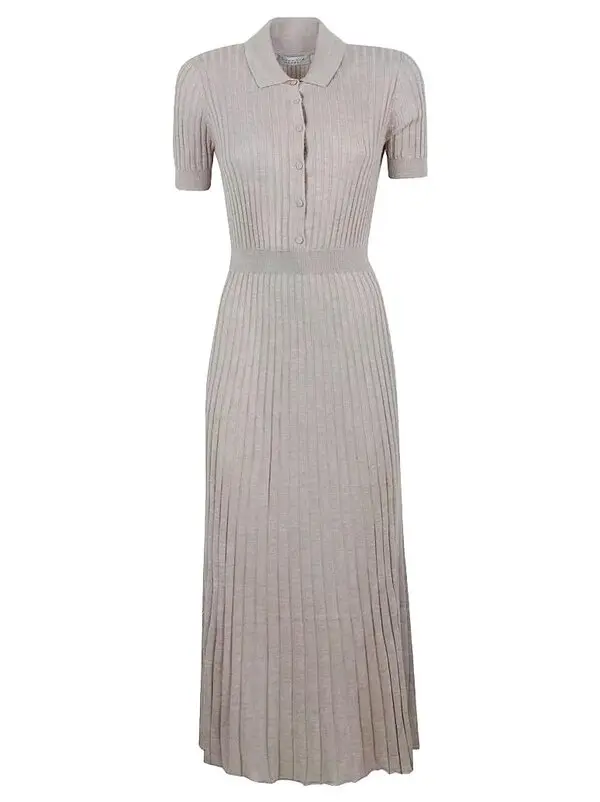 Gabriela Hearst Ribbed-knit Short-sleeve Maxi Dress - Neutrals