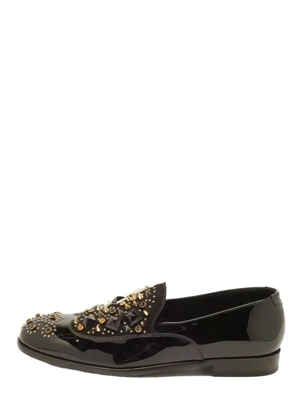 Dolce & Gabbana Studded Patent Leather Loafers - Black