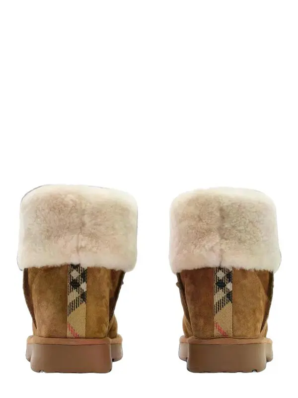 Burberry Check Shearling Flint Boots - Brown