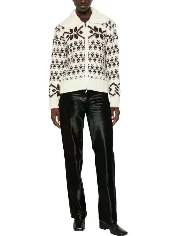 Moncler Jacquard Sequin Zip-up Cardigan - Neutrals