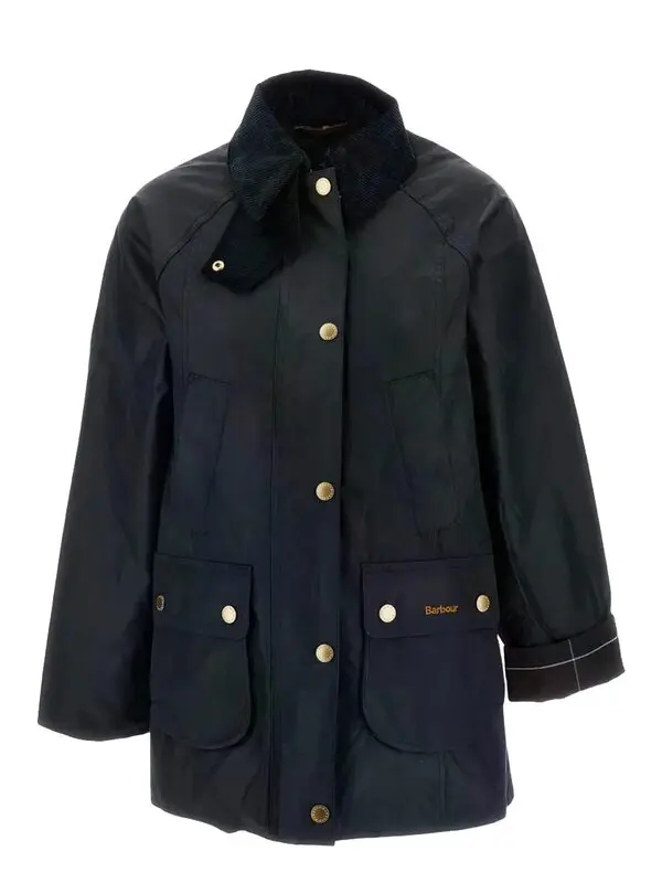 Barbour Beadnell Waxed Corduroy-collar Coat - Blue