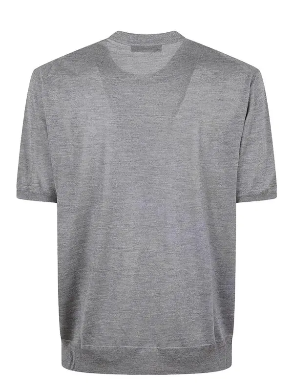 BRETT JOHNSON Fine-knit Short-sleeve T-shirt - Grey