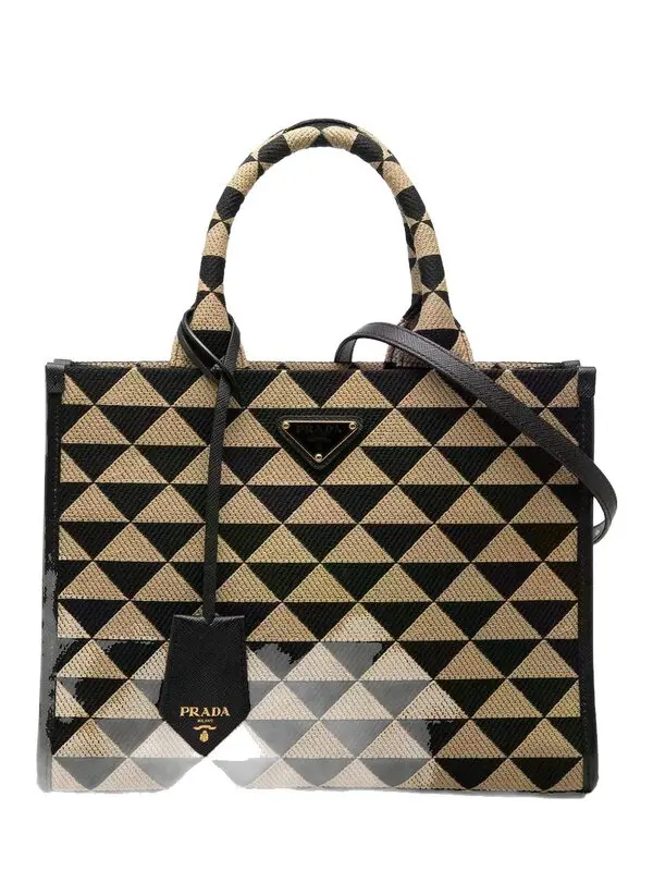 Prada 2013-2026 Small Canvas Symbole Triangolo Satchel - Black