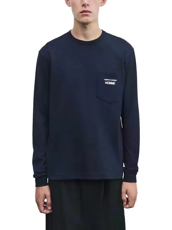 Comme Des Garçons Logo-print Pocket T-shirt - Blue