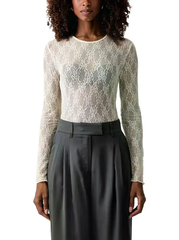 TWINSET Lace-patterned Long-sleeve Top - Neutrals