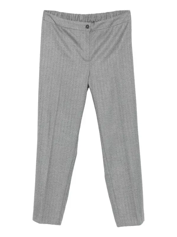 Marina Rinaldi Herringbone-pattern Elasticated Trousers - Grey