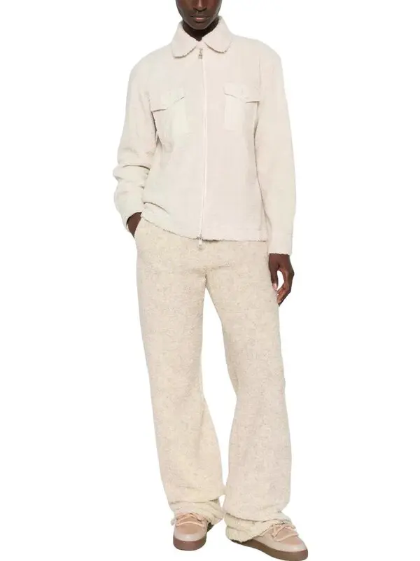 Moncler Fleece-texture Zip-up Jacket - Neutrals