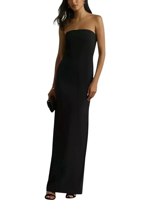 Ralph Lauren Strapless Rear-slit Gown Maxi Dress - Black