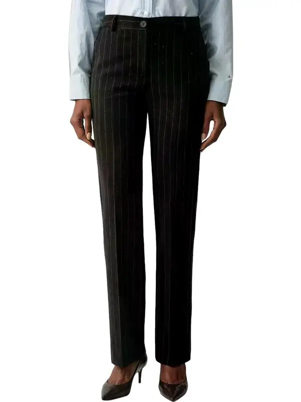 TWINSET Pinstripe Sequin-embellished Trousers - Black