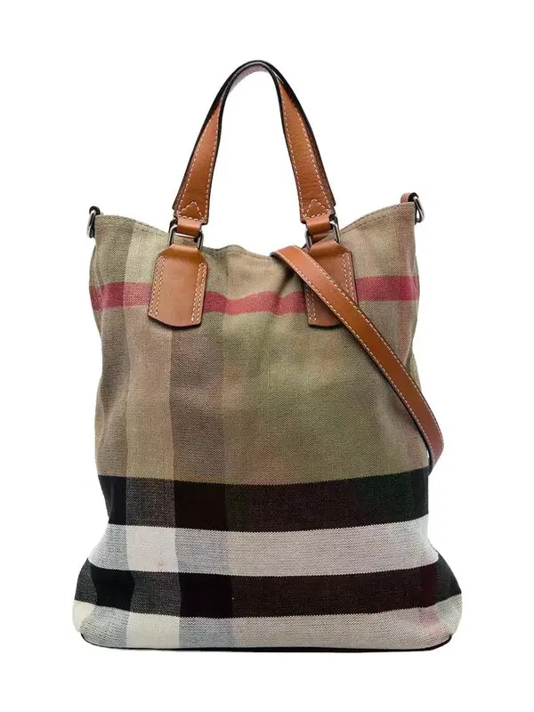 Burberry 2000-2012 Medium Mega Check Canvas Tottenham Brit Satchel - Brown