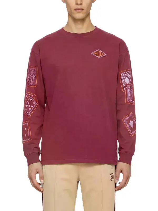 Drole De Monsieur Playing-card-print Long-sleeve T-shirt - Red