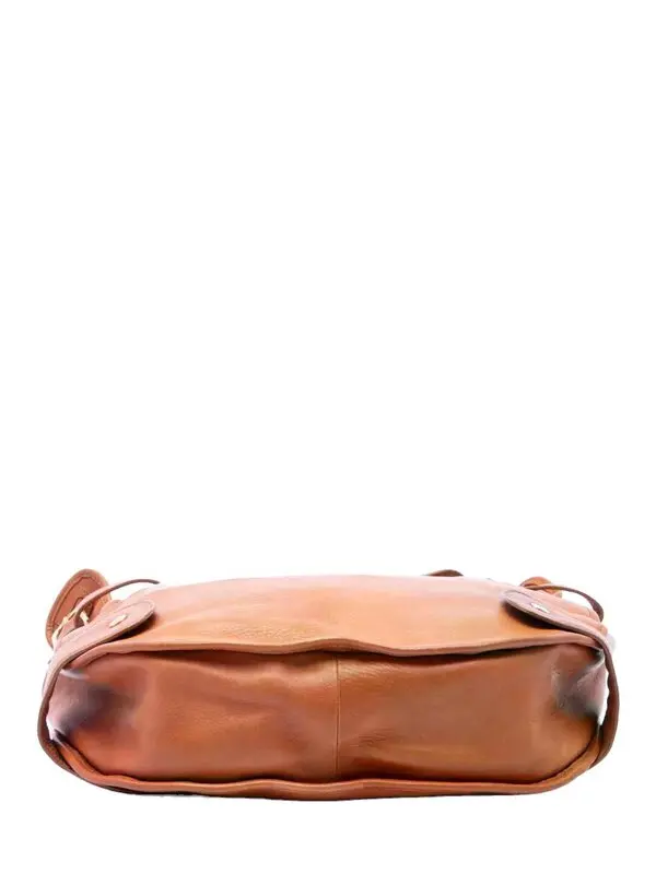 Burberry 2000-2017 Pebbled Leather Turn Lock Tote Bag - Brown