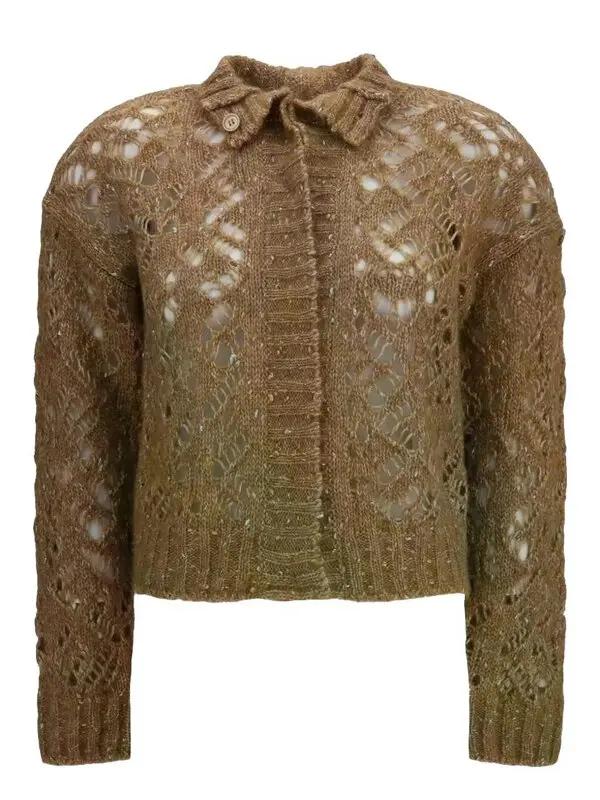 Max Mara Open-knit Button-up Cardigan - Brown