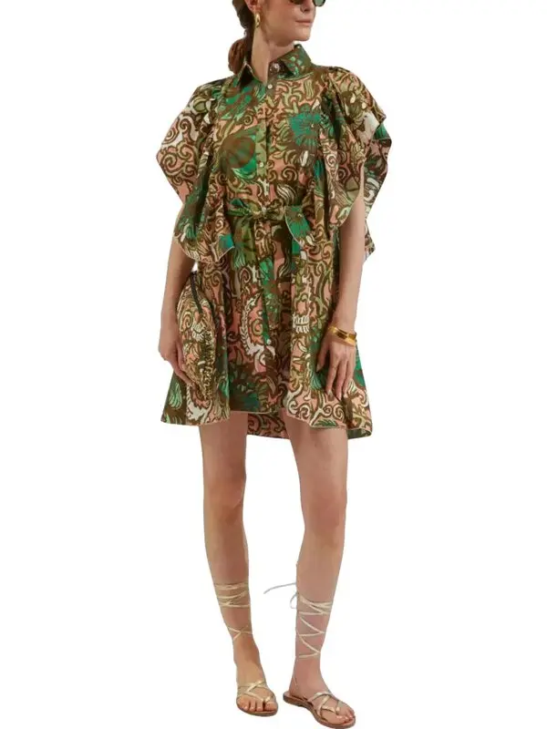 La DoubleJ Scooter Ruffled Cotton Mini Dress - Neutrals