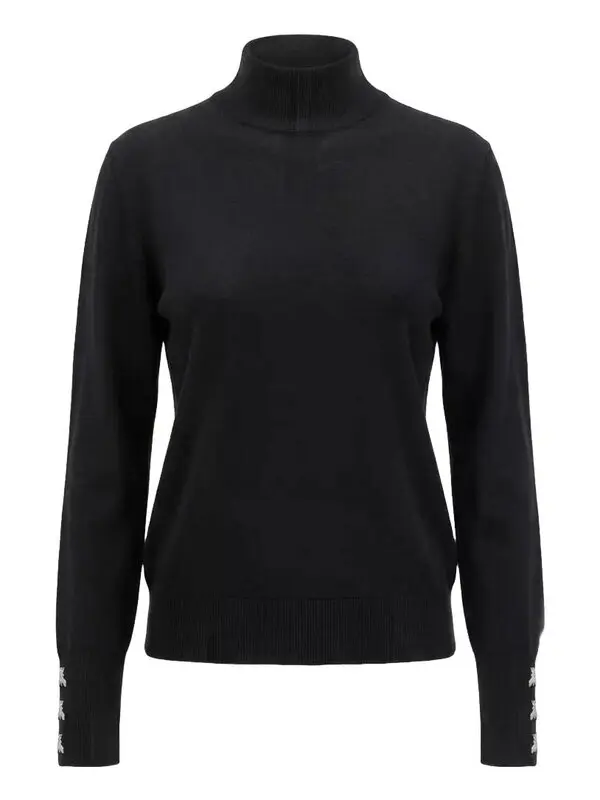 Patrizia Pepe Embellished-cuff Roll-neck Sweater - Black