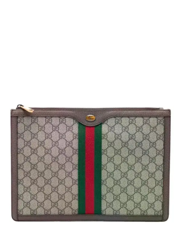 Gucci 2016-2026 Gg Supreme Web Ophidia Clutch Bag - Neutrals