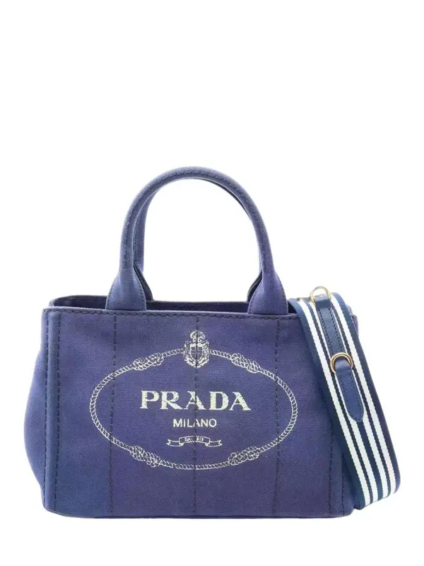 Prada 2010s Canapa Logo-print Tote Bag - Blue