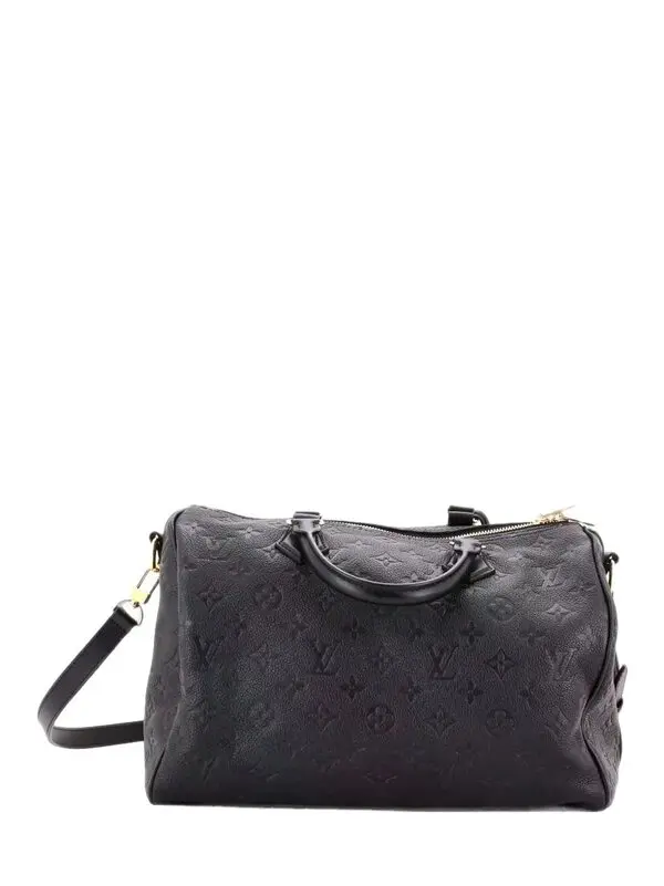 LOUIS VUITTON Speedy Soft Bandouliere Bag Monogram Empreinte Leather 30 Satchel - Black