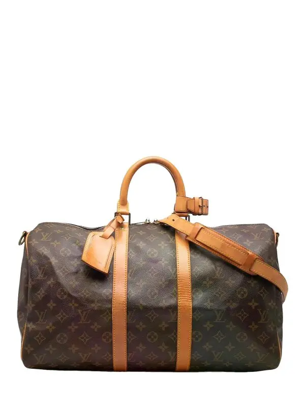 LOUIS VUITTON 1990 Monogram Keepall Bandouliere 45 Travel Bag - Brown