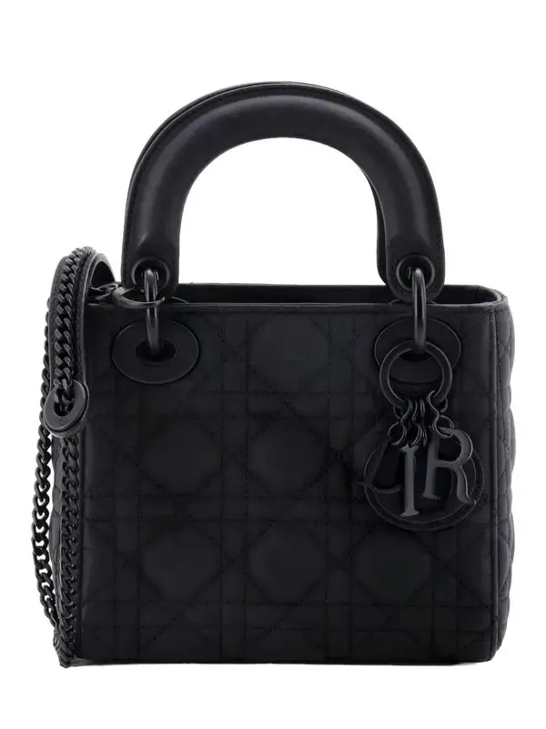 Dior Ultra Matte Lady Chain Bag Cannage Quilt Calfskin Mini Shoulder Bag - Black
