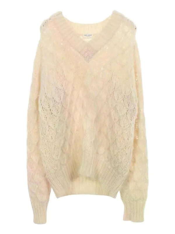 Saint Laurent 2010s V-neck Knit Sweater - Neutrals