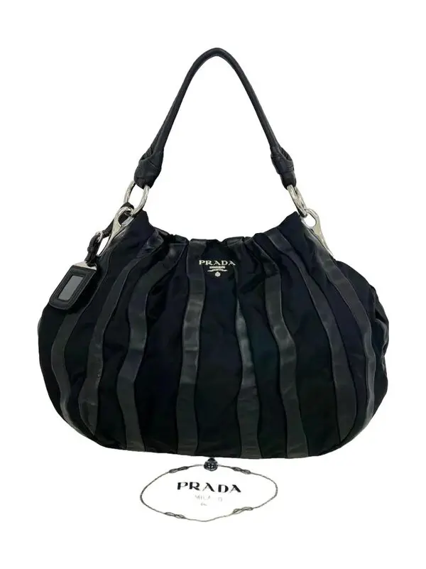 Prada 2000-2013 Tessuto Nappa Waves Tote Bag - Black