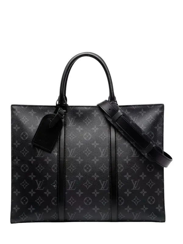 LOUIS VUITTON 2021-2026 Monogram Eclipse Sac Plat Horizontal Zipper Satchel - Black