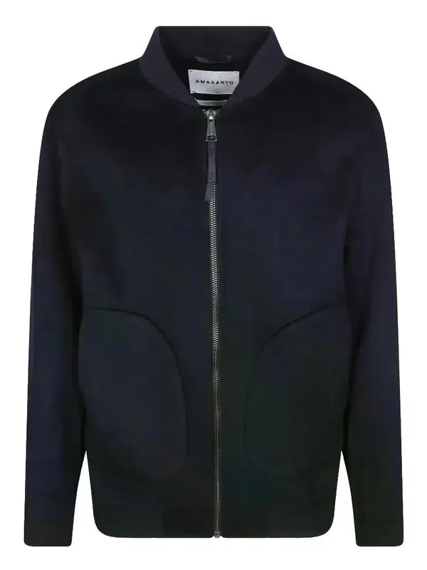 AMARANTO Ribbed-trim Bomber Jacket - Blue