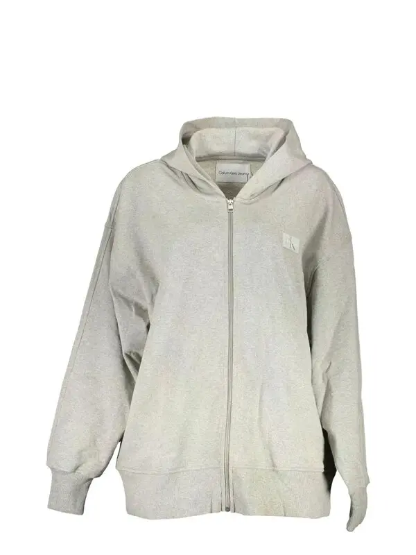 Calvin Klein Logo-patch Zip-up Hoodie - Grey
